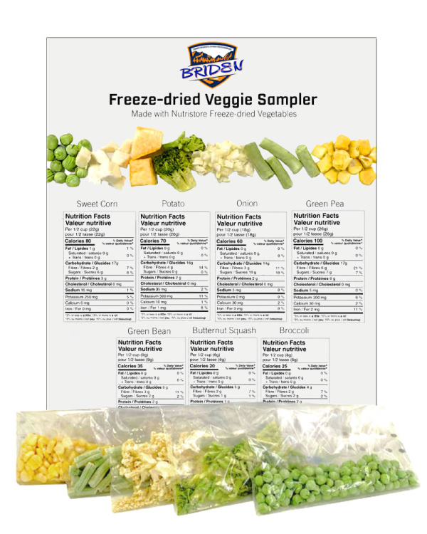 Freeze Dried Veggie Sampler - Delicious Emergency & Outdoor Food from Briden Solutions in Canada